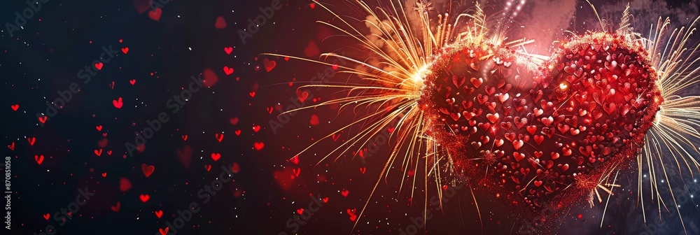 Exploding heart with sparks on dark background, vivid - A visually ...