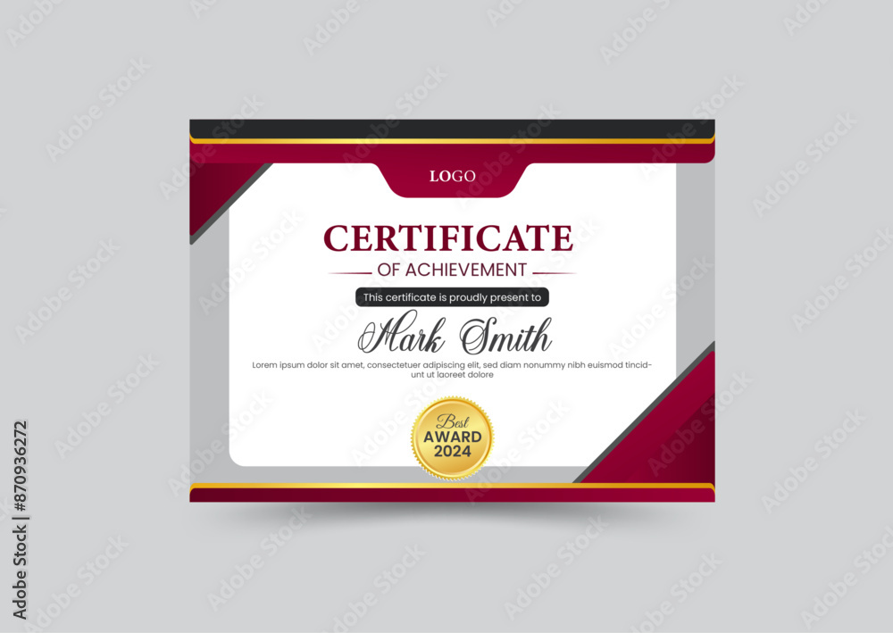 Vector de Stock Certificate of appreciation template, gold and red ...