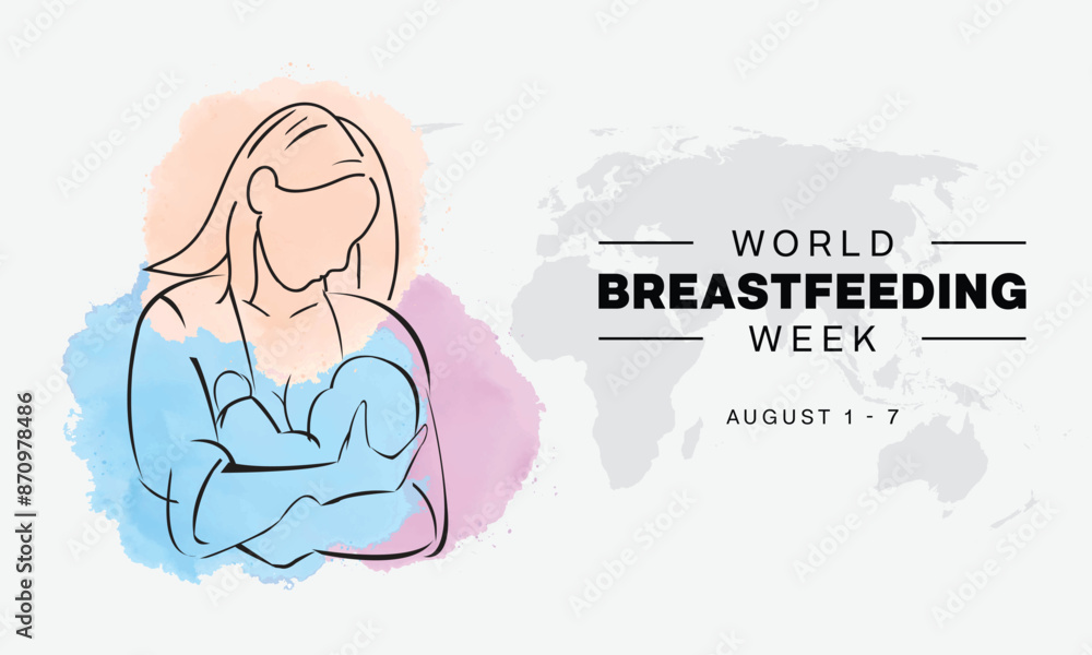 World Breastfeeding Week design. If features a line drawing of a woman ...