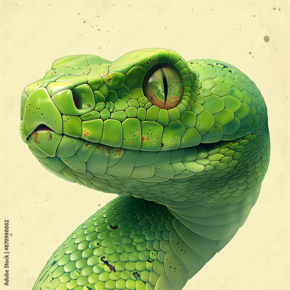 Green snake illustration concept graphic design. The green wooden snake ...