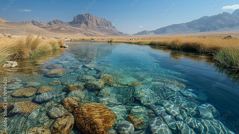 Stock-Foto „Realistic photo of water pollution in a desert oasis, with ...