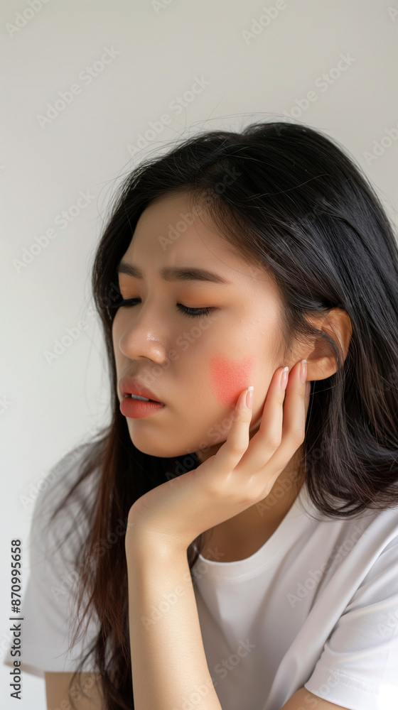Dermatology asian young woman allergy, allergic reaction from atopic ...