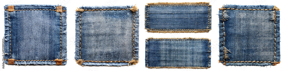 Grunge distressed denim patch isolated on transparent background PNG ...