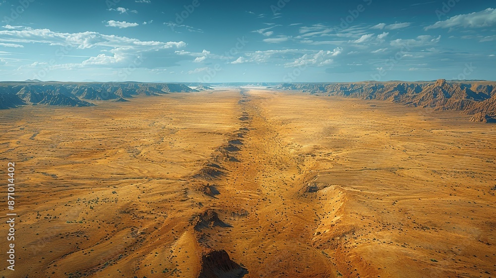 Detailed realistic photo of desertification, portraying the harsh ...