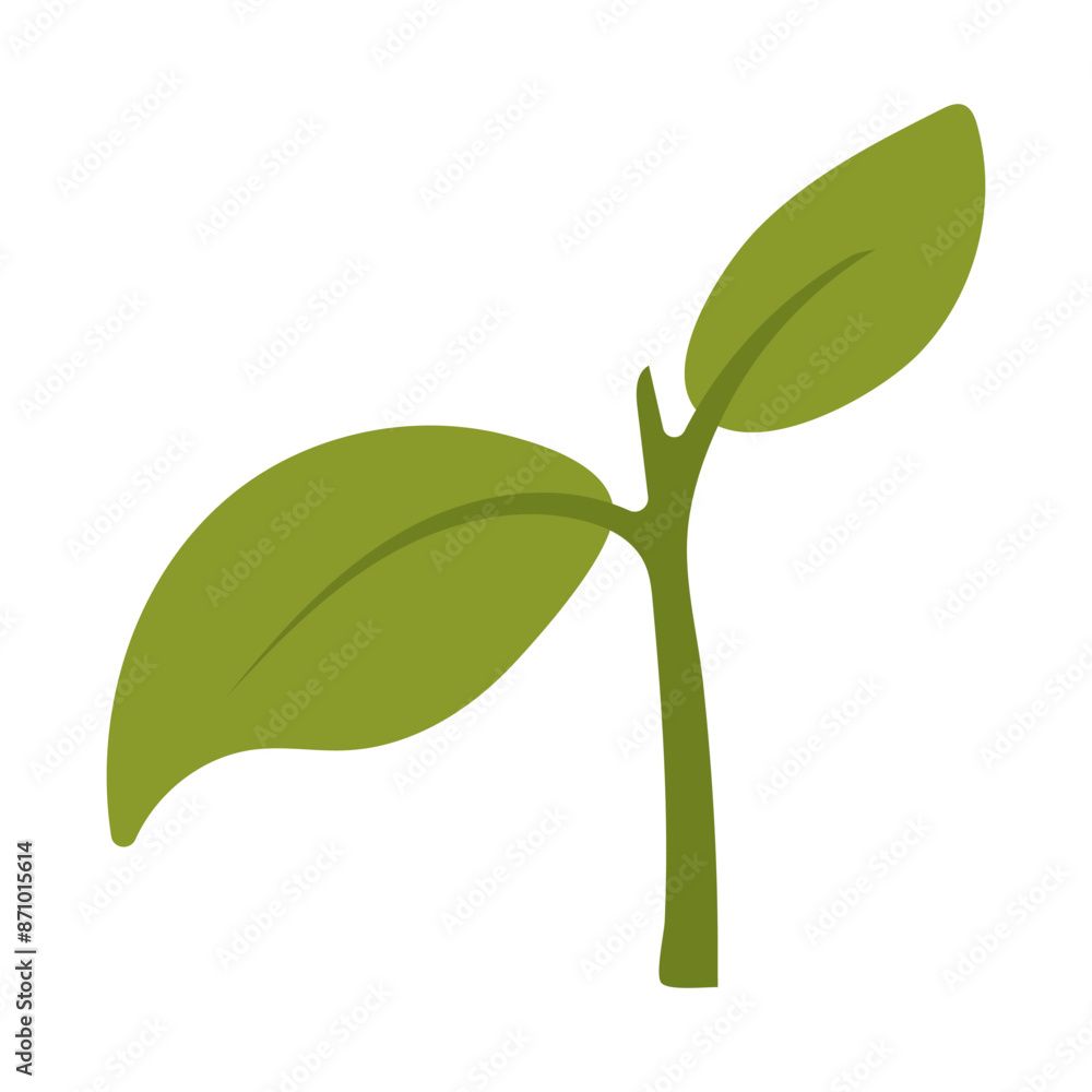 Green sprout on isolated background in flat style. Growth icon. Spring ...