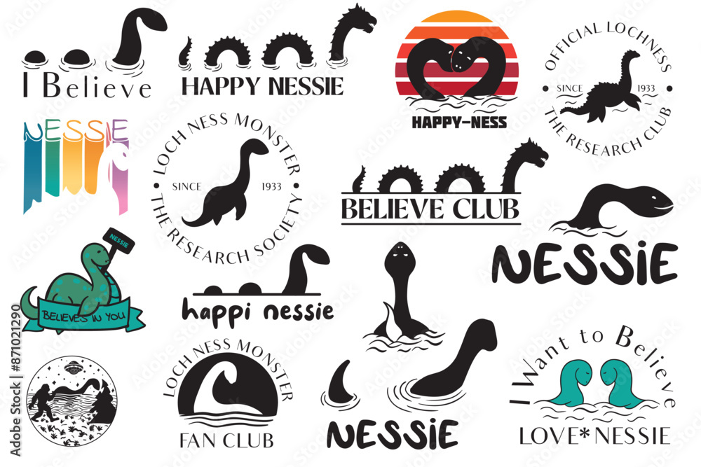 Vektor Loch Ness Monster Bundle svg, Nessie svg, Split monogram svg ...