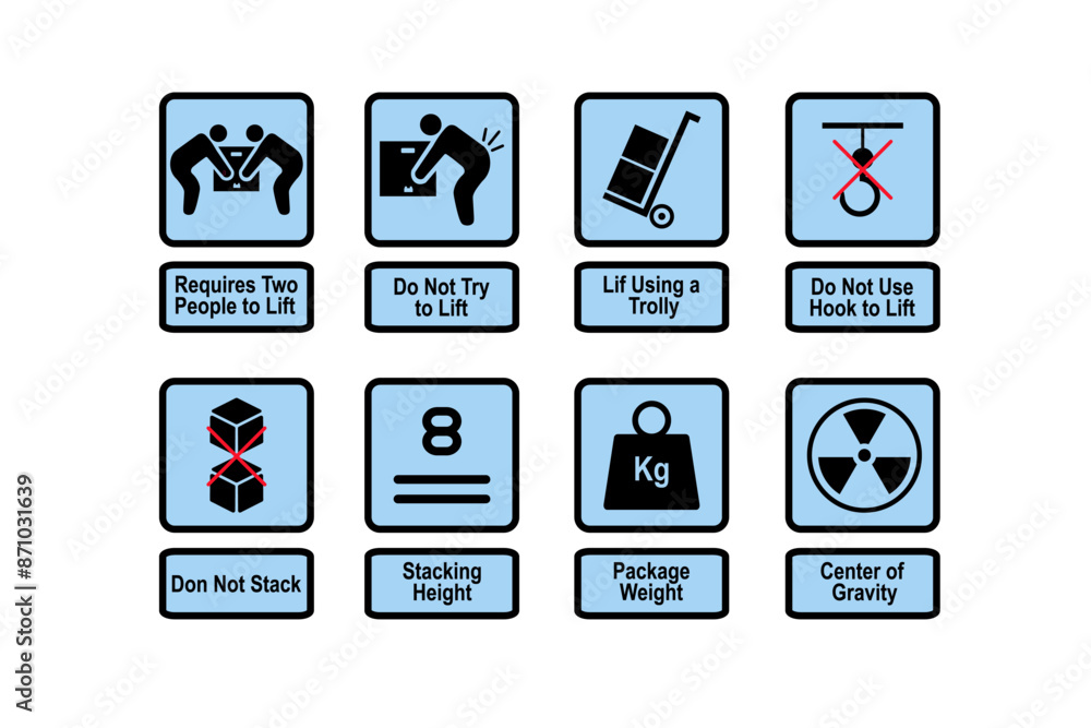 Packaging Handling icons. Package Package caution symbols. Warning and ...
