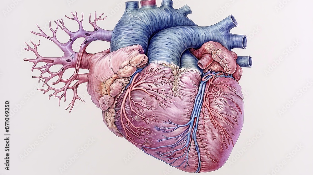 Cardiology anatomy diagram: heart structures, blood flow pathways, and ...