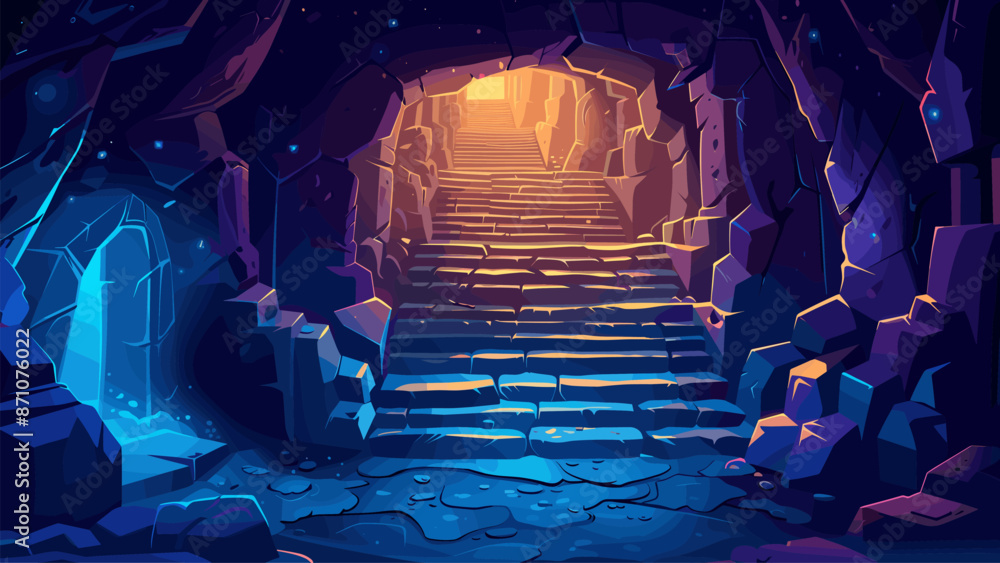 Dungeon Stairs Cartoon Game Background Fantasy Medieval Adventure Dark ...