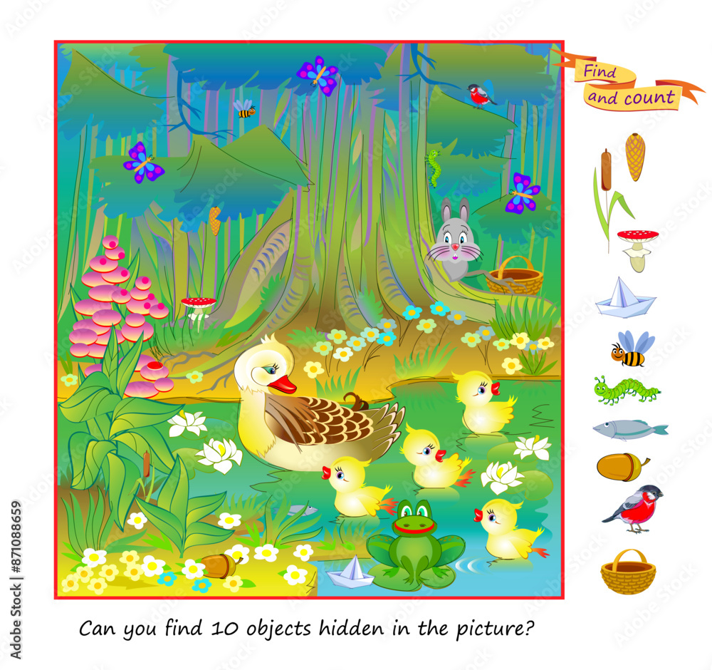 Can you find 10 objects hidden in the picture? Logic puzzle game for ...