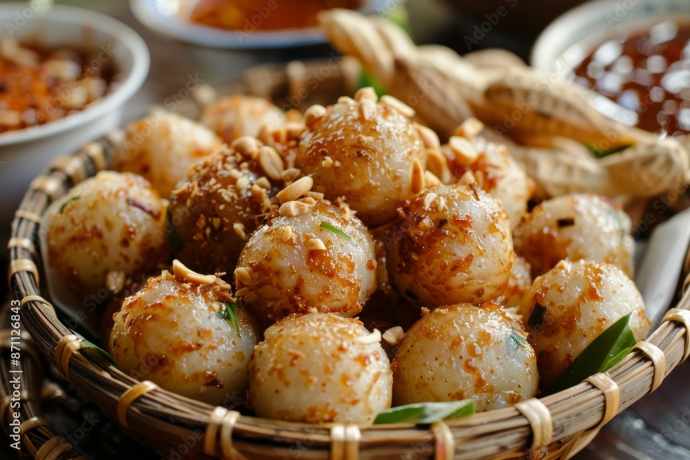 Cilok Bumbu kacang a West Java street food made from tapioca and spices ...