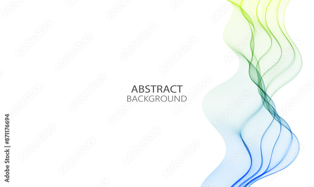 Blue green vertical wave lines on a white background, design element ...