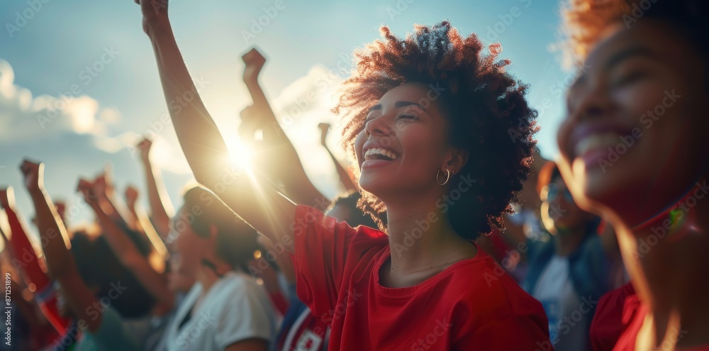 Match day joy, fans enjoying cheering game football team, capturing ...