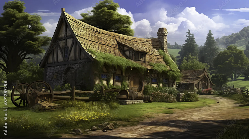 farm, exterior, fantasy, peaceful, magical, elements Fantasy wallpaper ...