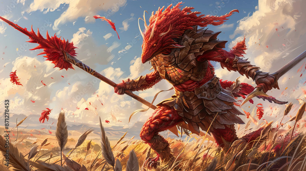 firenewt, warrior, fiery, elemental, realms, fantasy, character, fire ...