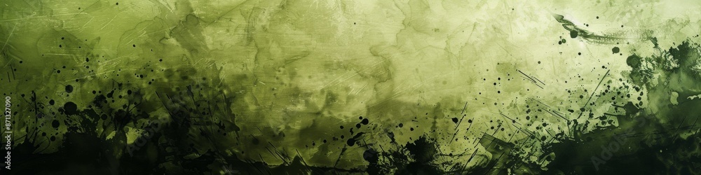 Abstract Vintage Green Splash Design Background with Dark Borders, Ink ...