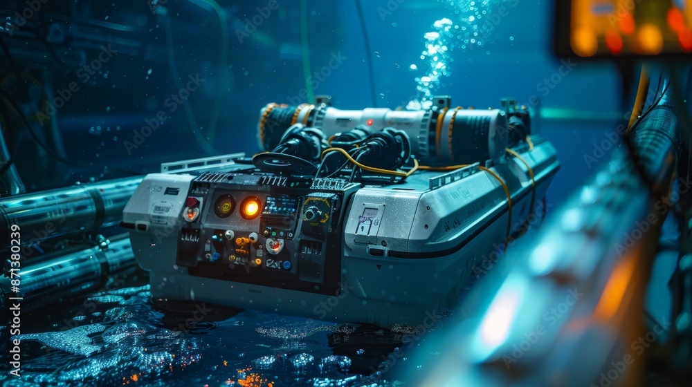 Autonomous underwater robot equipped with specialized instruments ...
