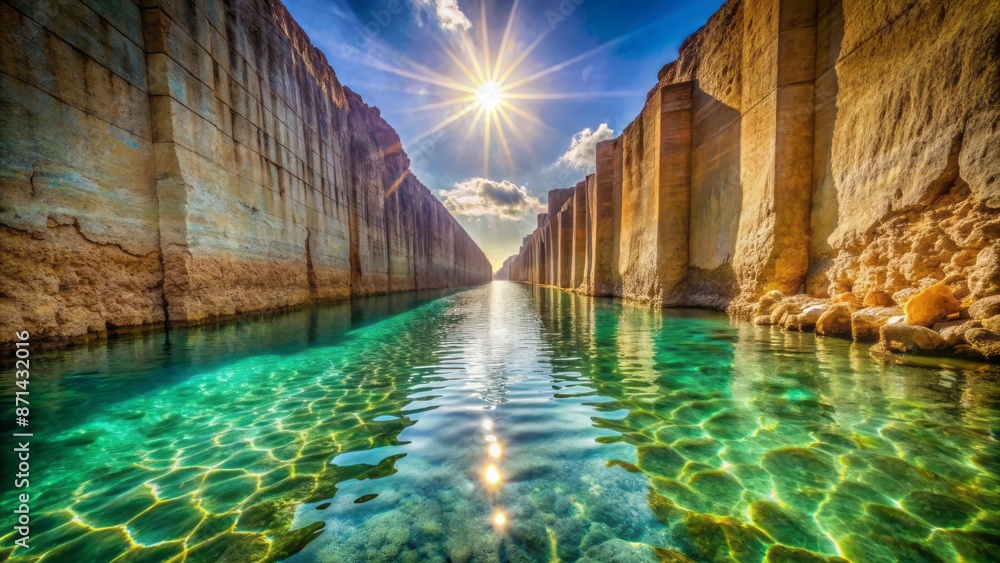 Ancient biblical miracle scene depicts majestic towering walls of water ...