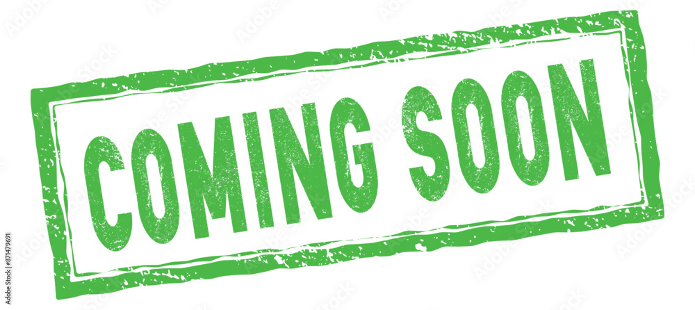 Coming soon square red rubber stamp grunge vintage isolated on white ...