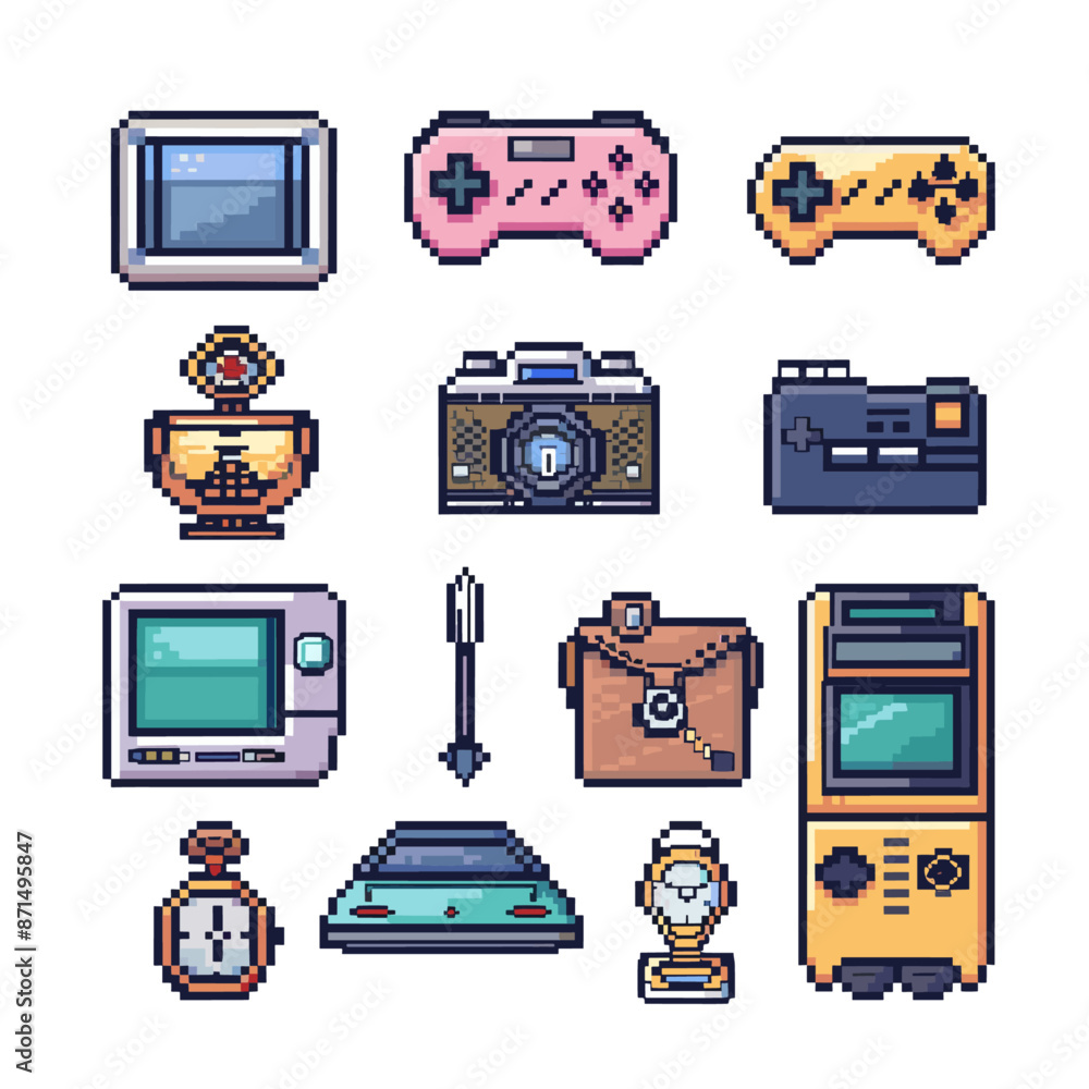 เวกเตอร์ Stock Pixel art retro video game console: A classic video game ...