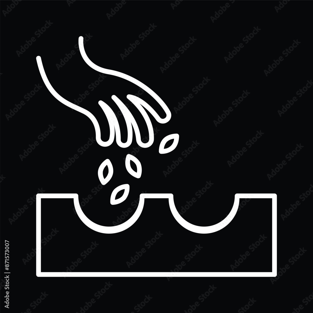 Line Drawing of Hand Planting Seeds in Trough Stock Vector | Adobe Stock