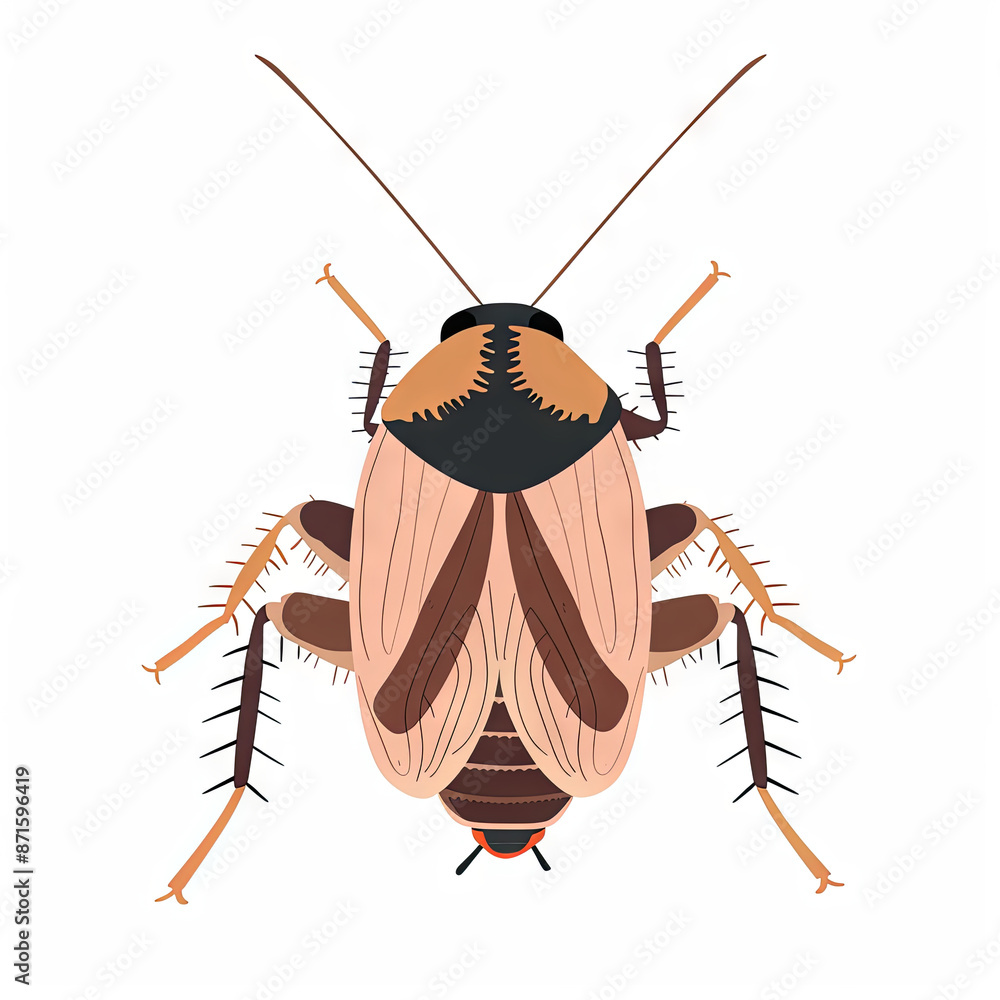 Detailed Illustration of a Cockroach on White Background with Close Up ...