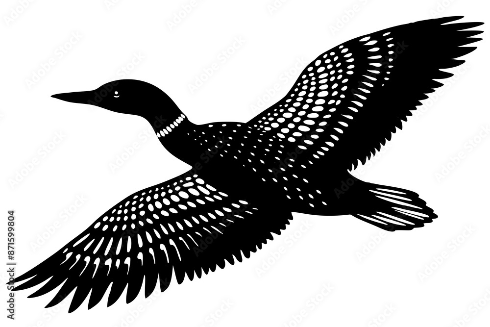 flying loon black silhouette vector illustration Stock Vector | Adobe Stock