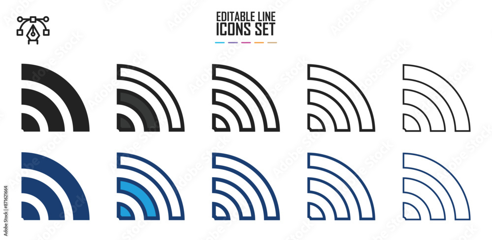 Wireless and wifi icon set in flat style, signal icon symbol internet ...