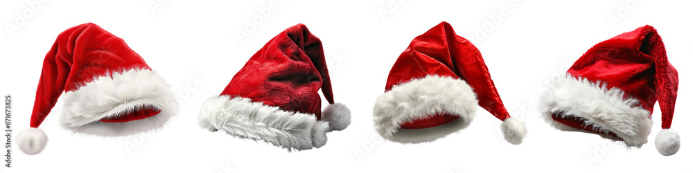 Foto de Stock Collection of santa hats isolated on transparent or white ...