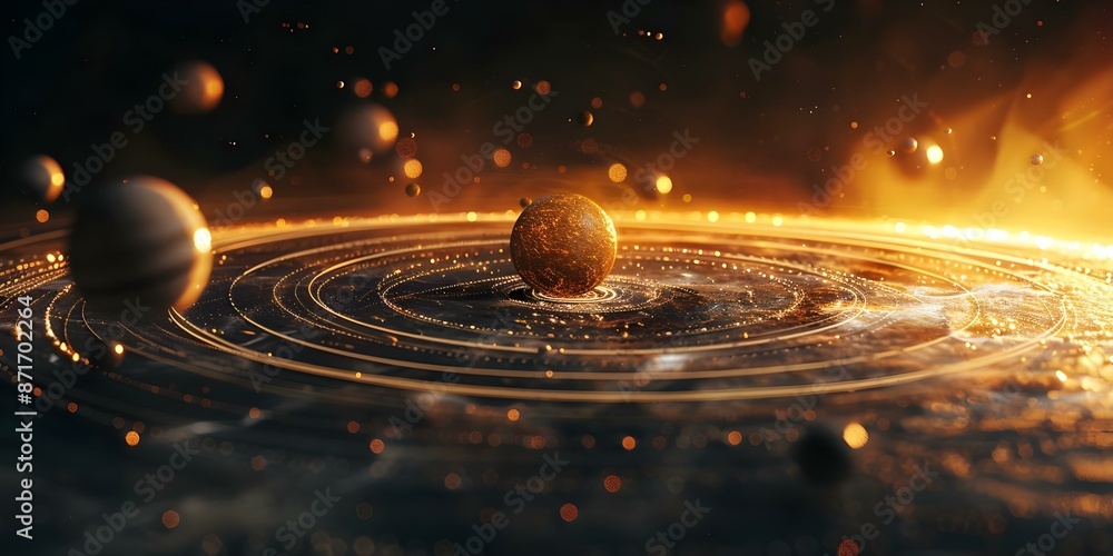 Description of the Solar System. Concept Sun, Planets, Moons, Asteroids ...