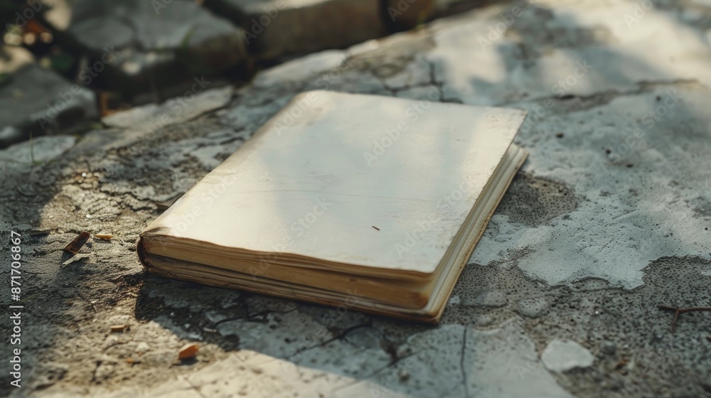 Notebook on urban street backdrop with wallpaper for educational ...