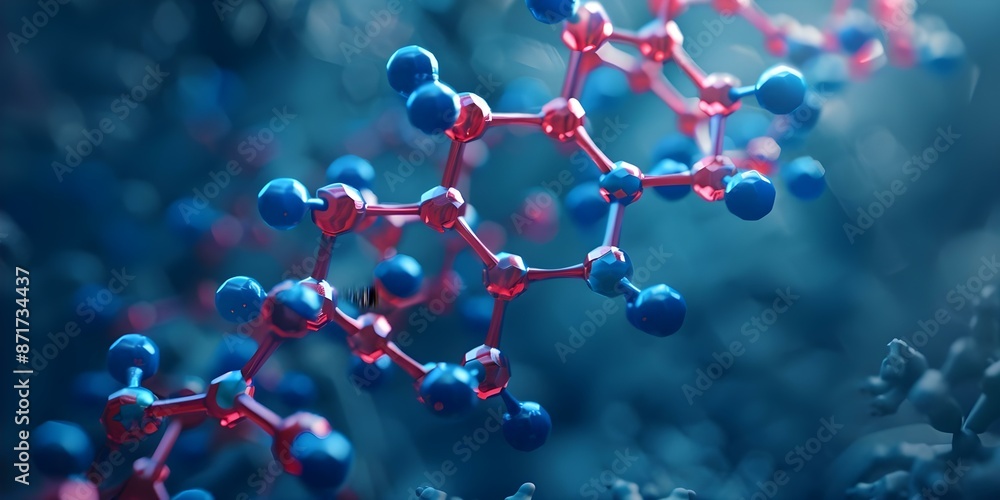 Flat Structure and Color-Coded Atoms in a 3D Rendering of ...
