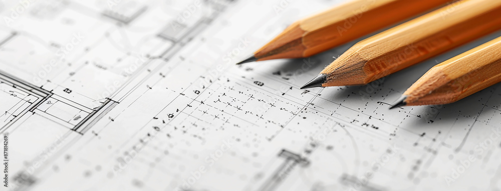 detailed closeup wide horizontal photo of yellow color drawing pencils ...