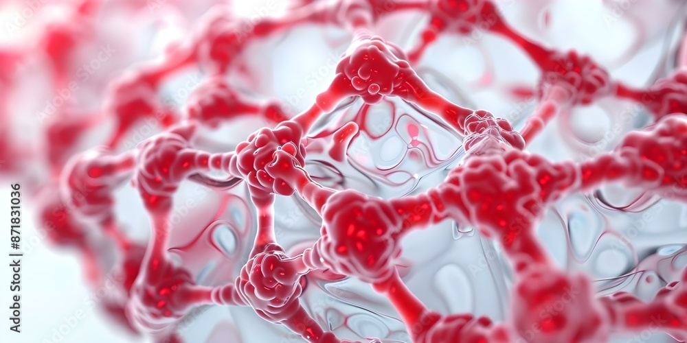 Visualization of red blood cells moving unidirectionally. Concept Red ...