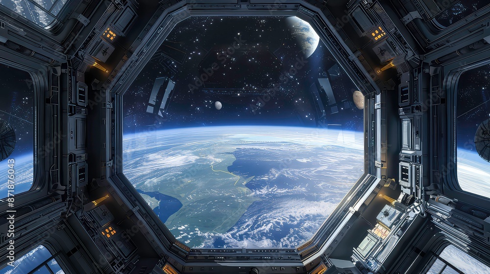 view window planets space station ship spaceship spacecraft air lock ...