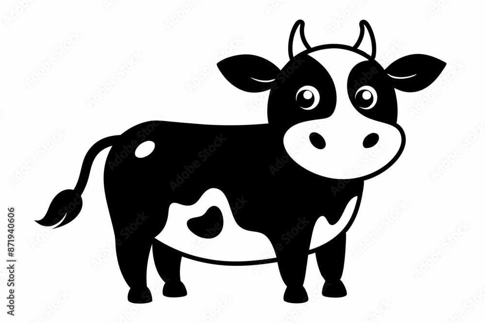 black and whitecow silhouette, cow vector illustration, cow silhouette ...