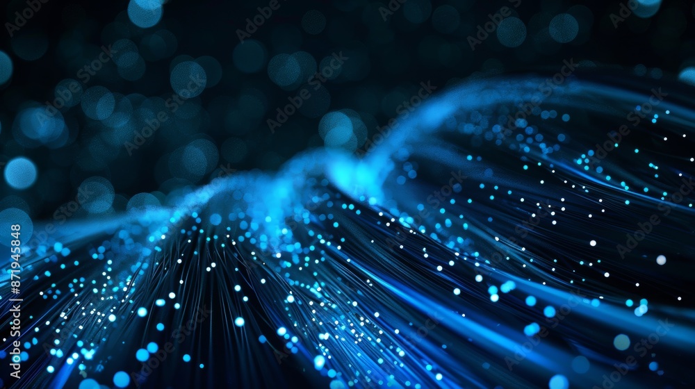 Optical fibers used for digital data transmission. The pulses of the ...