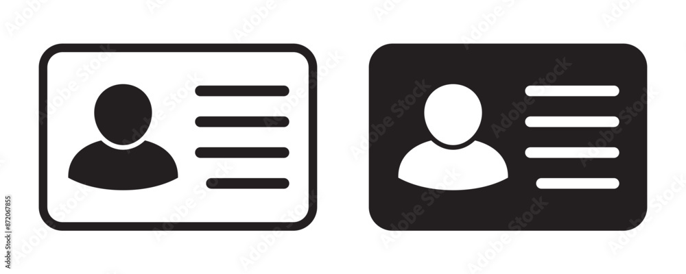 ID Card icon collection. Employee clerk card, driver license ...