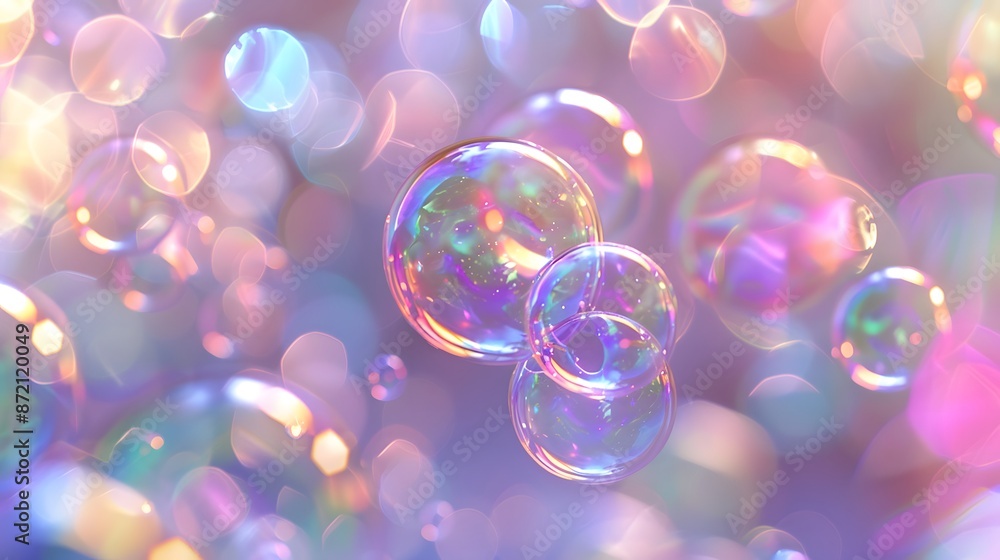 Floating Soap Bubbles: A cluster of iridescent soap bubbles floating in ...