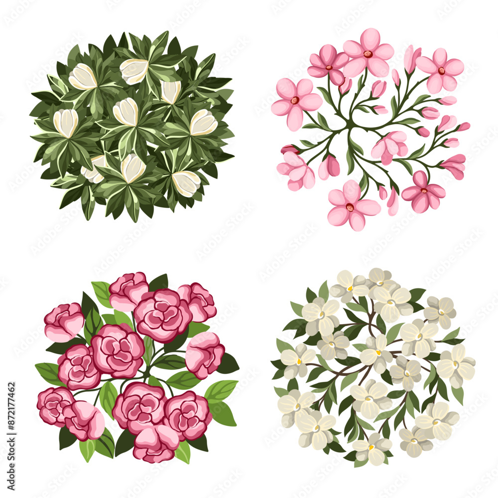 Blossom Trees for architectural floor plans. Entourage design. Various ...