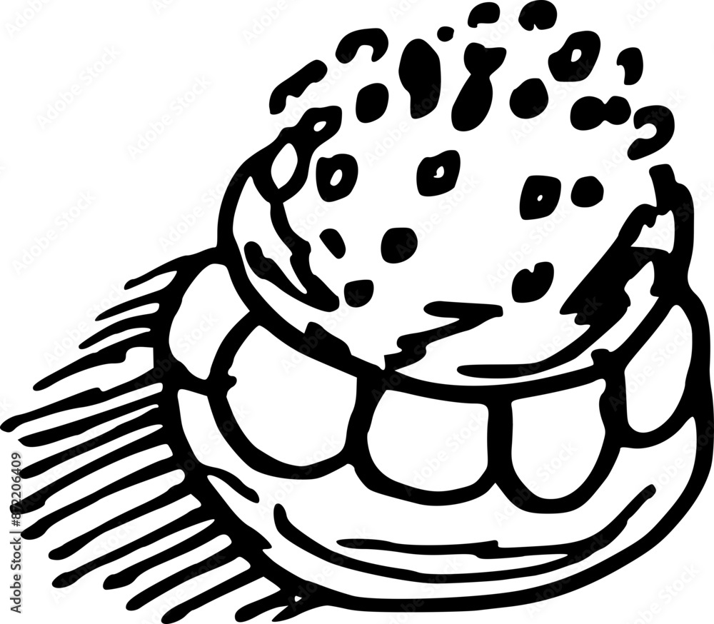 Drawing of pastry products, desserts. Food menu design template. Hand ...