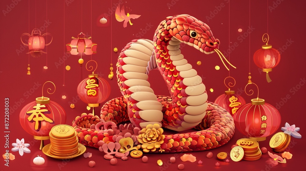 2025 Chinese New Year, year of the Snake. Chinese zodiac Stock ...