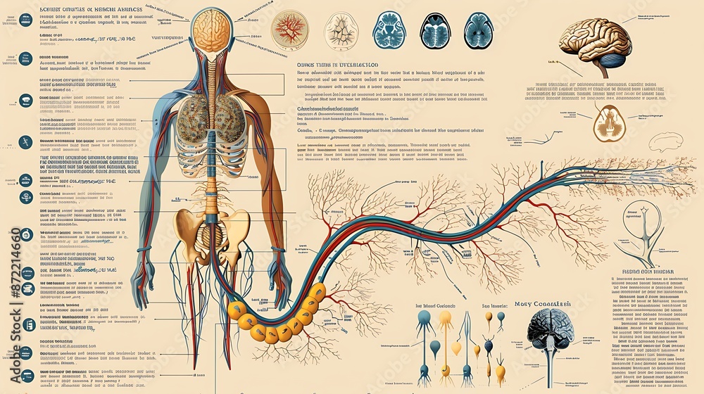 Illustrative infographic on the human nervous system, detailing the ...