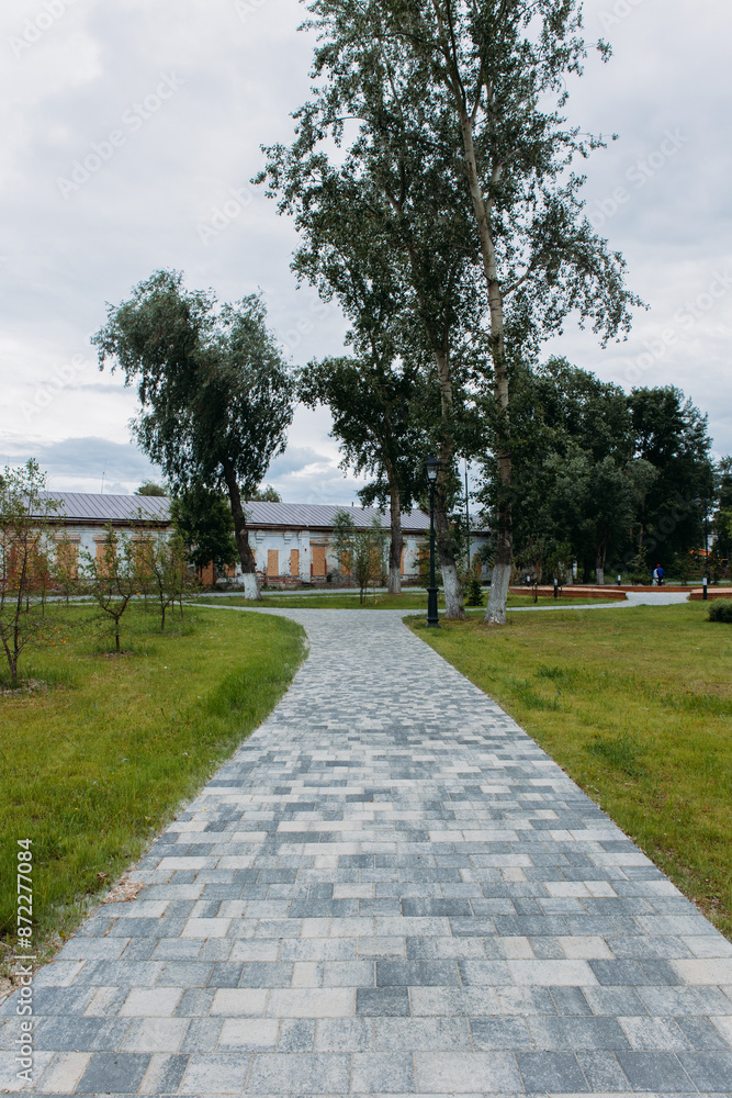 grass, path, road, stone, park, walkway, sidewalk, brick, pavement, pathway, landscape, nature ...