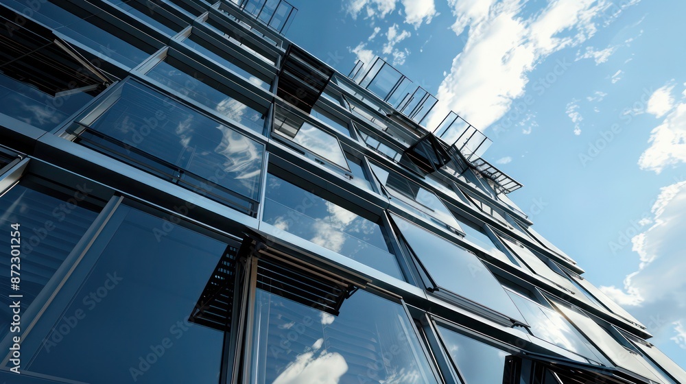 high-end residential building with smart energy-efficient windows that ...