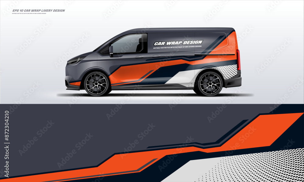 Sporty van wrap car wrap livery design foe universal medium van Stock ...