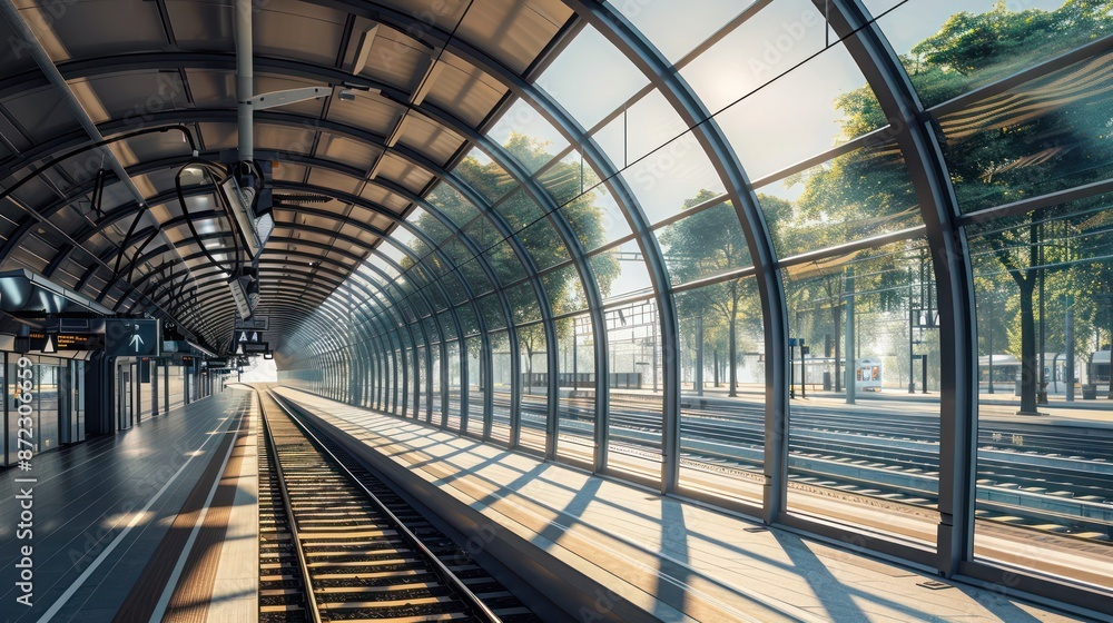 modern train station with large, curved energy-efficient windows that ...