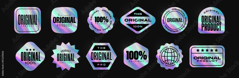 Set of holographic stickers for original products. Product quality ...