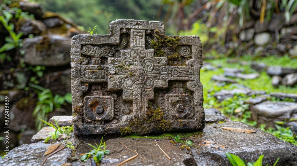 Detailed Inca Cross Stone, showcasing its cultural significance ...