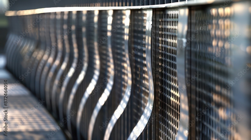dynamic metal fence with staggered panels that create a 3D effect when ...